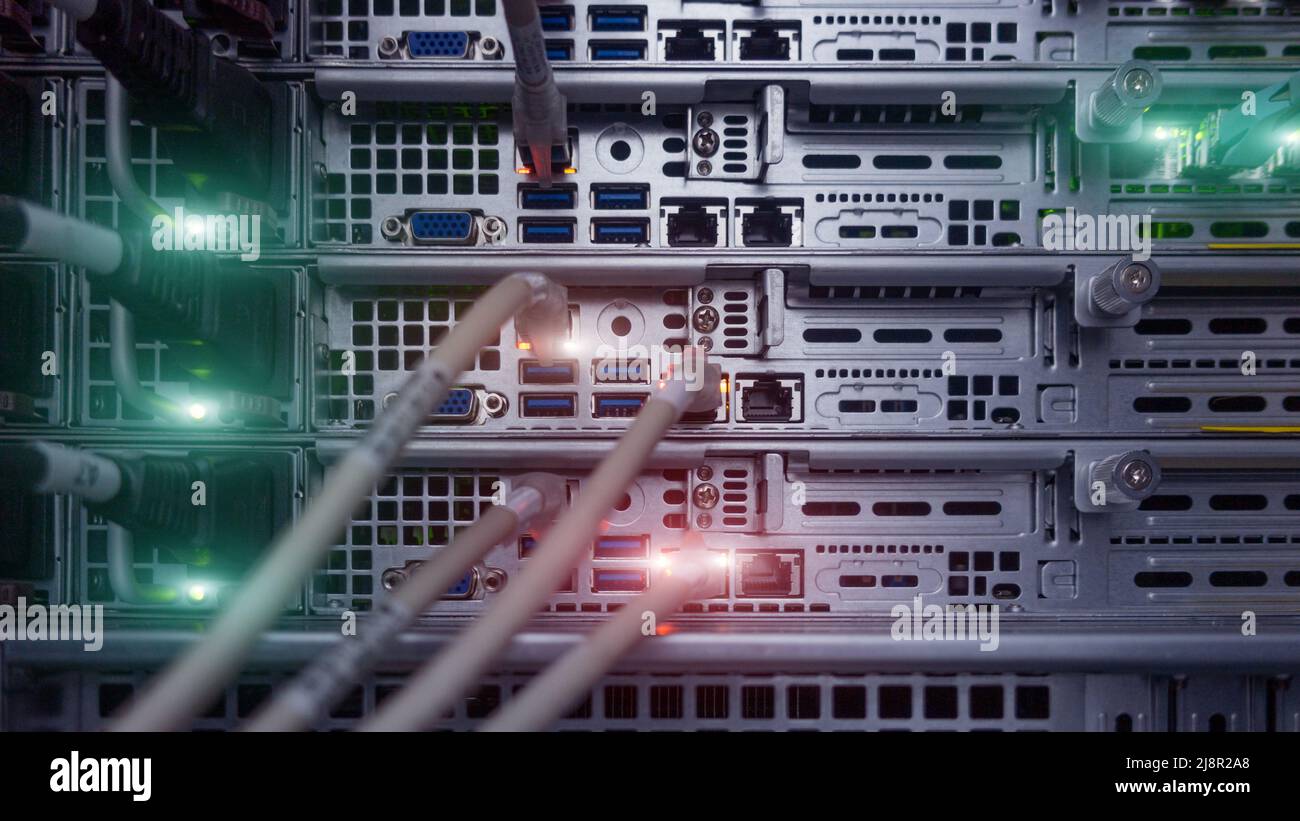 Server Rack Optic and hub close up Stock Photo - Alamy