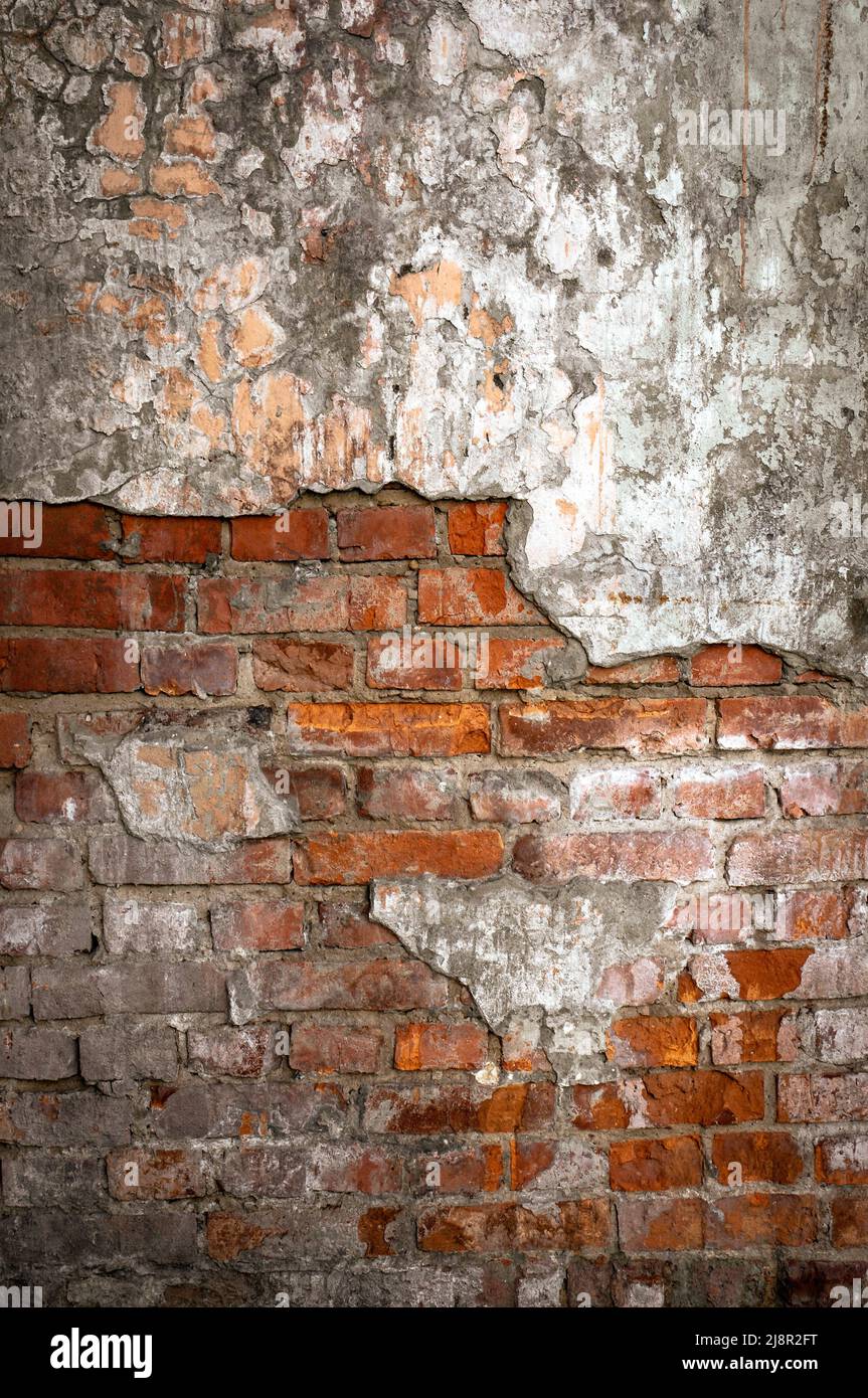 Old brick wall in a background image. Plastered Brickwall With Chipped ...