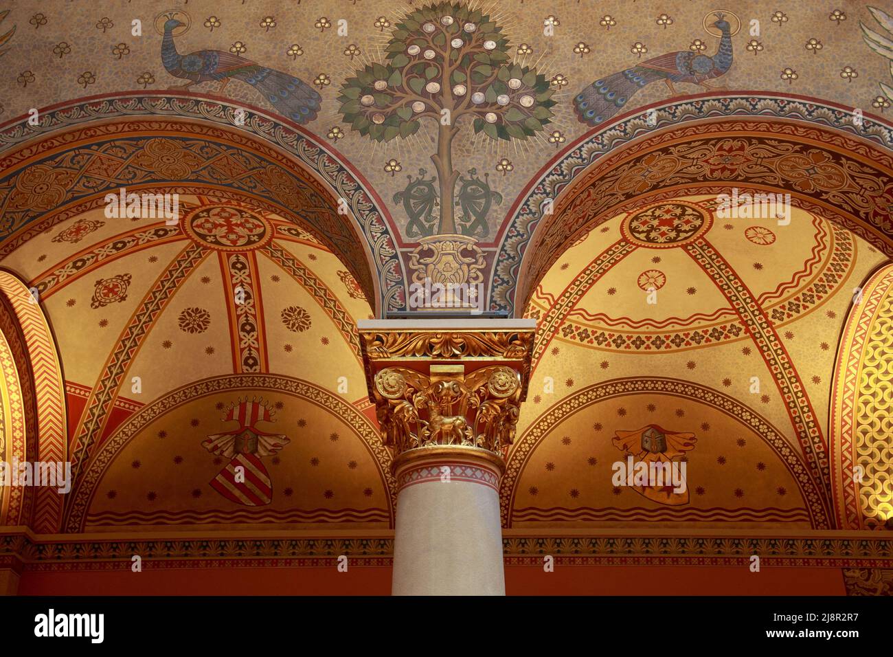 Budapest, Hungary - March 27, 2018: Interior of renovated Roman Hall in ...