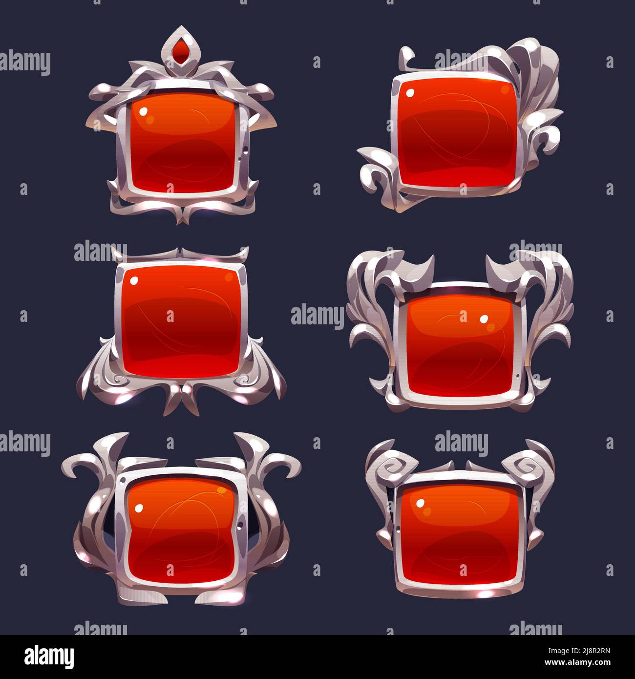 Game level ui icons, buttons, isolated award or bonus frames. Empty ...