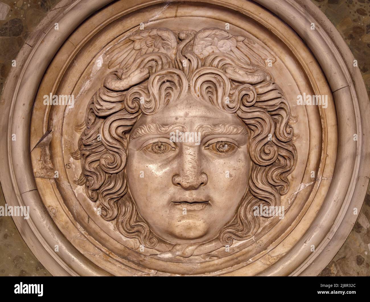 Medusa face sculpture. Head portrait of MedusaIn Greek mythology Medusa ...