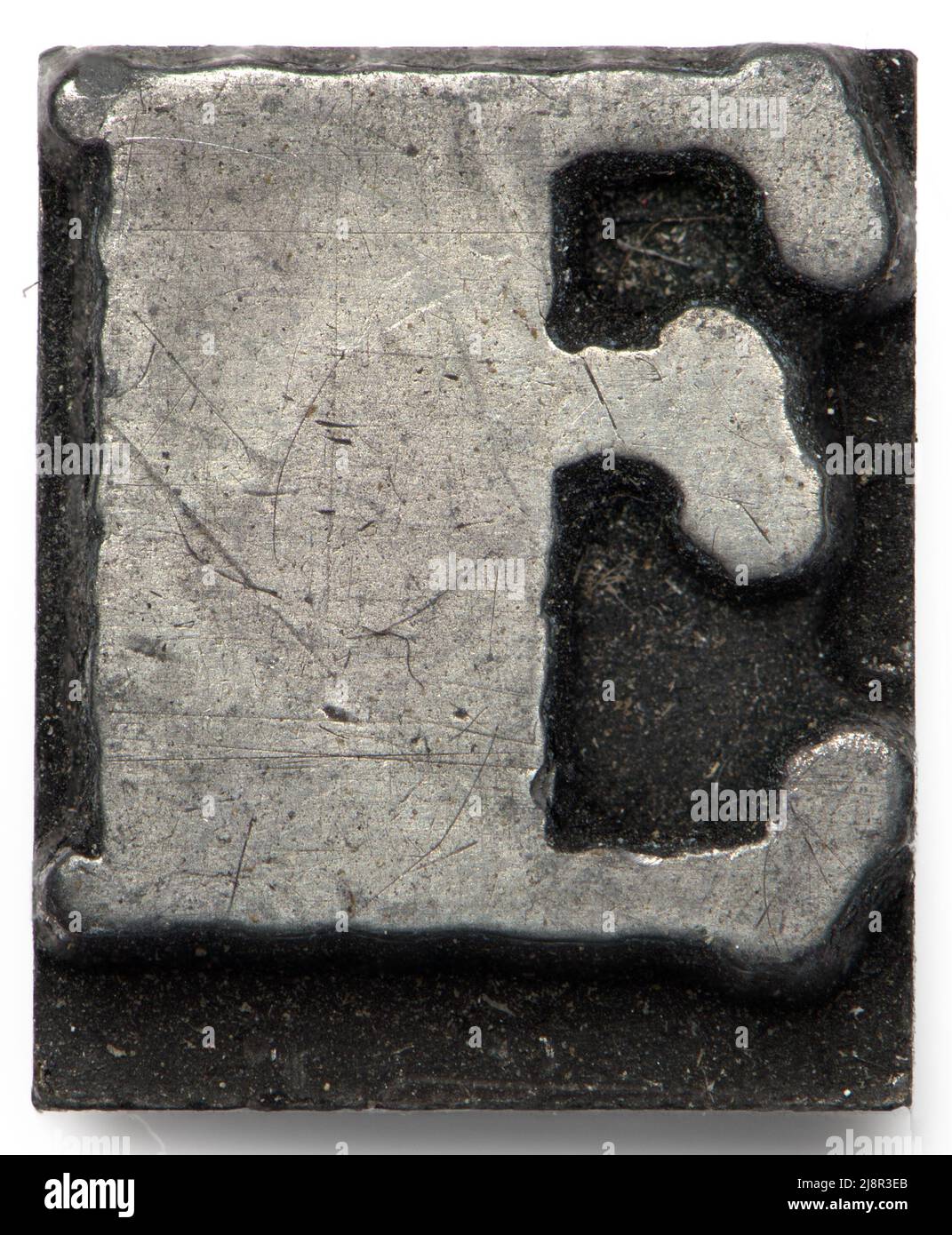 on white background letterpress typeset vintage retro macro close up ...