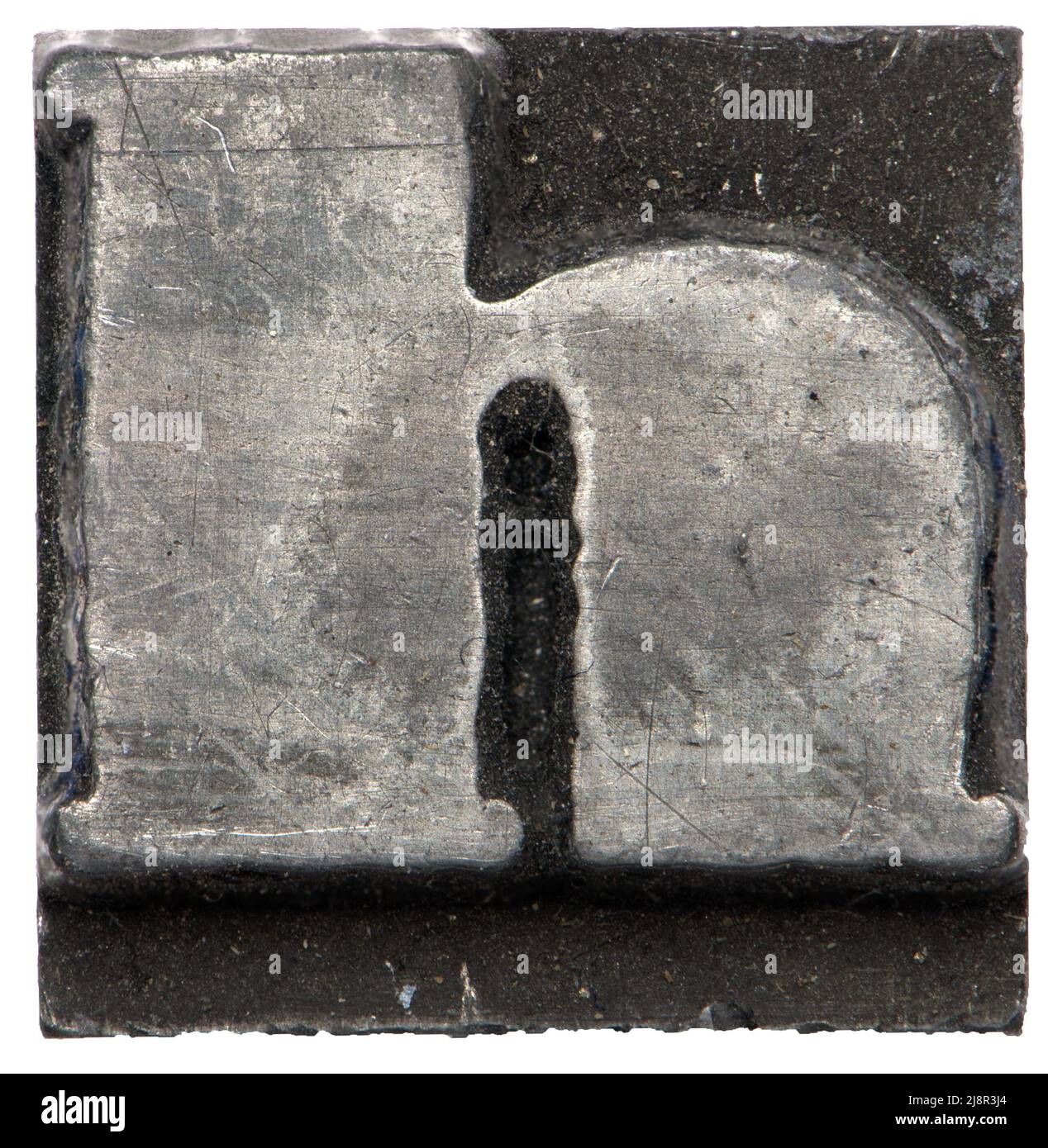 vintage letterpress typeset macro close up lowercase h lead letter from ...