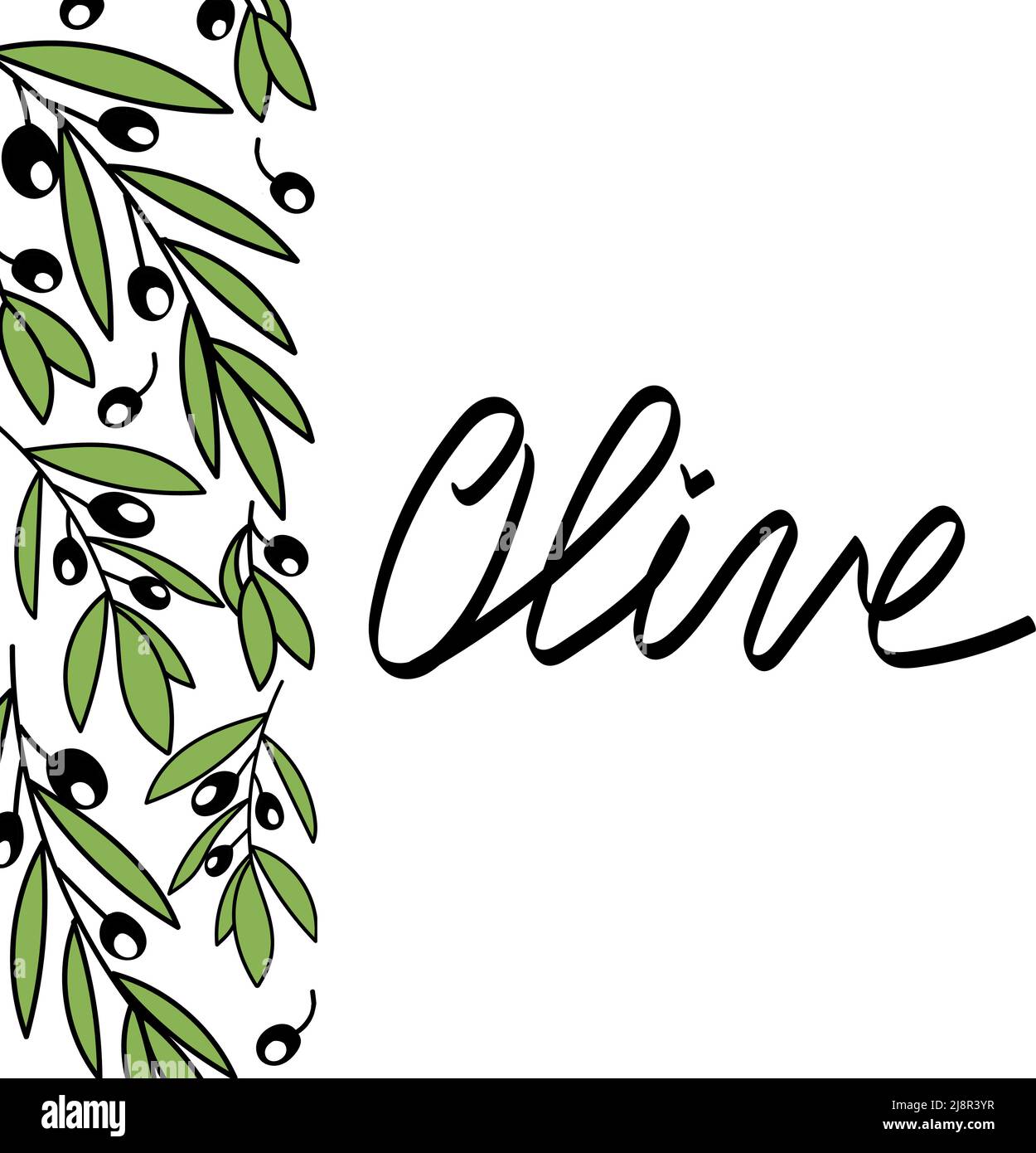Olive tree banner template. Hand drawn doodle style background. Hand ...