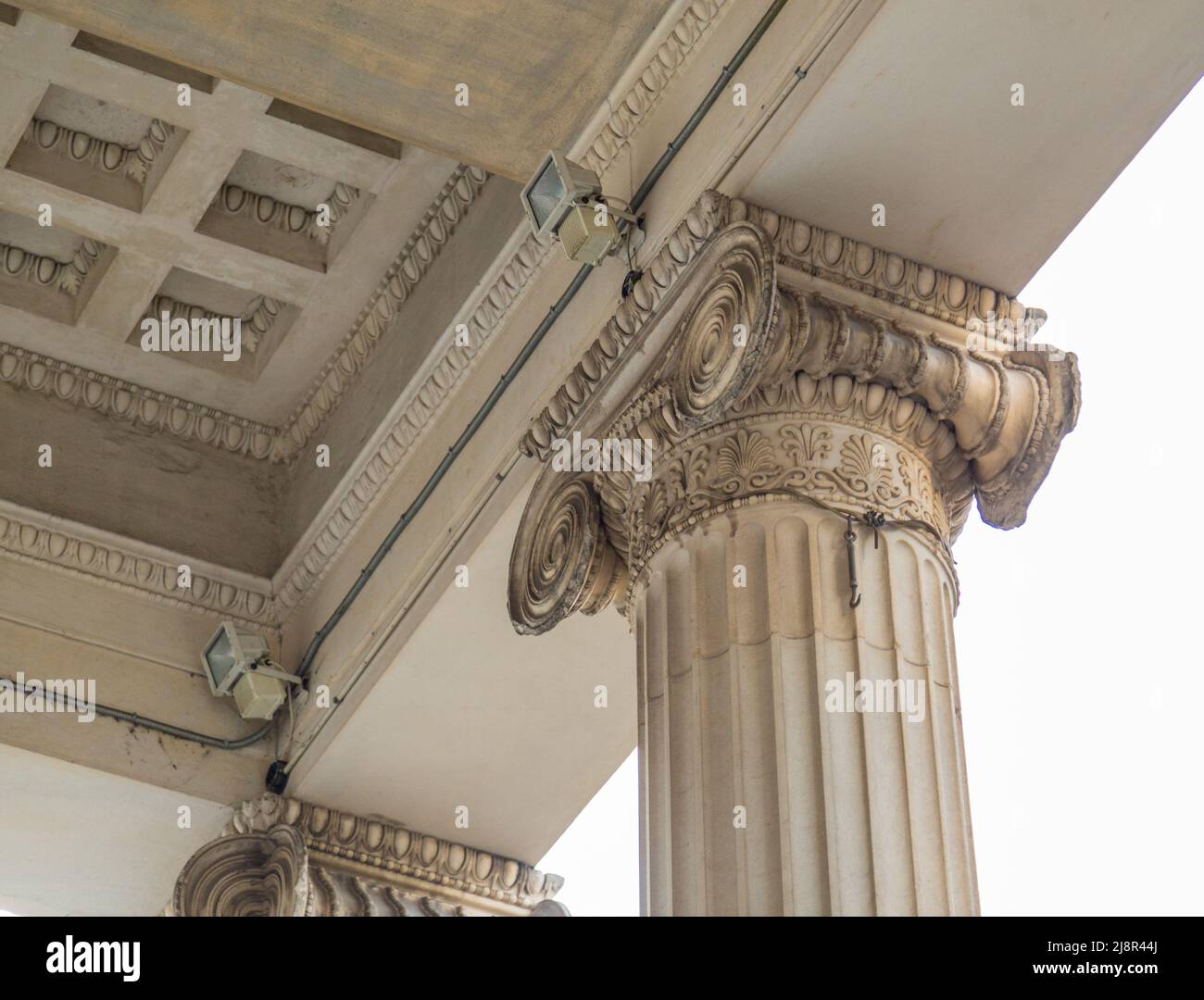 Close-up shot of a line of Greek-style columns Stock Photo - Alamy