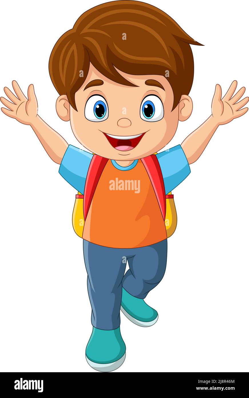 Cartoon happy school boy waving hand Stock Vector Image & Art - Alamy
