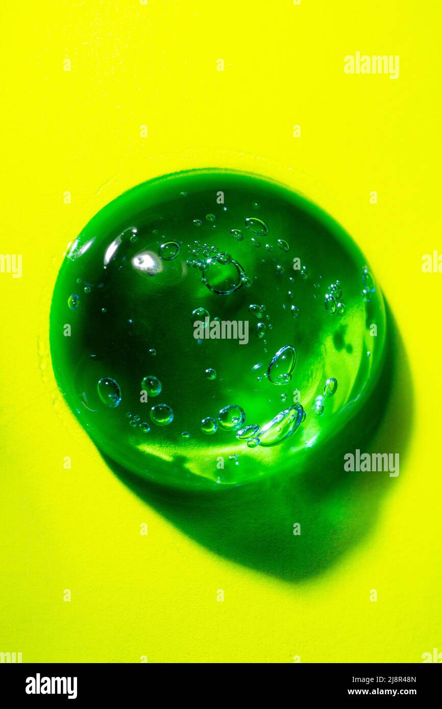 Cream gel transparent cosmetic sample texture with bubbles isolated on ...