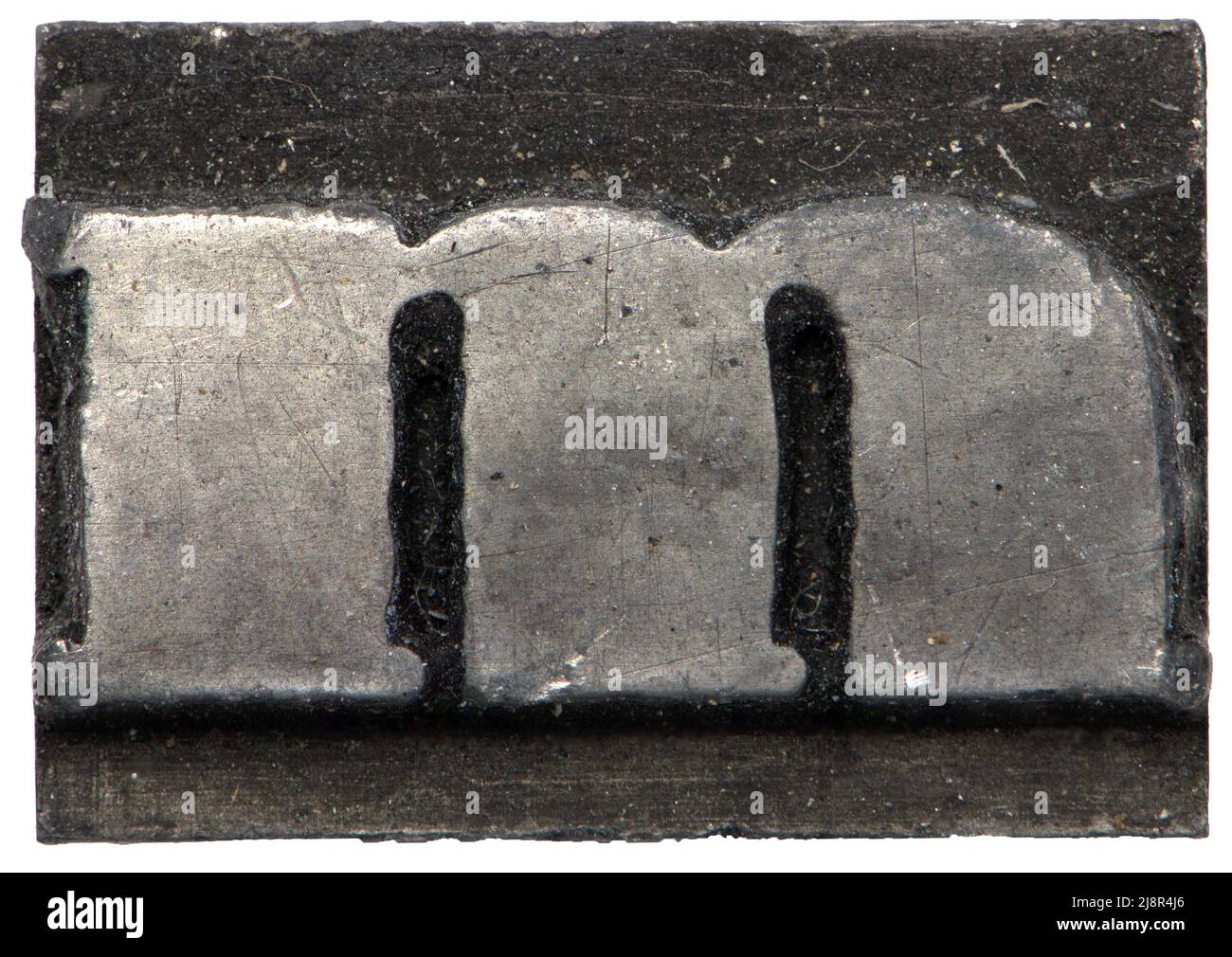 macro retro vintage close-up lowercase m lead letter metal printer font ...