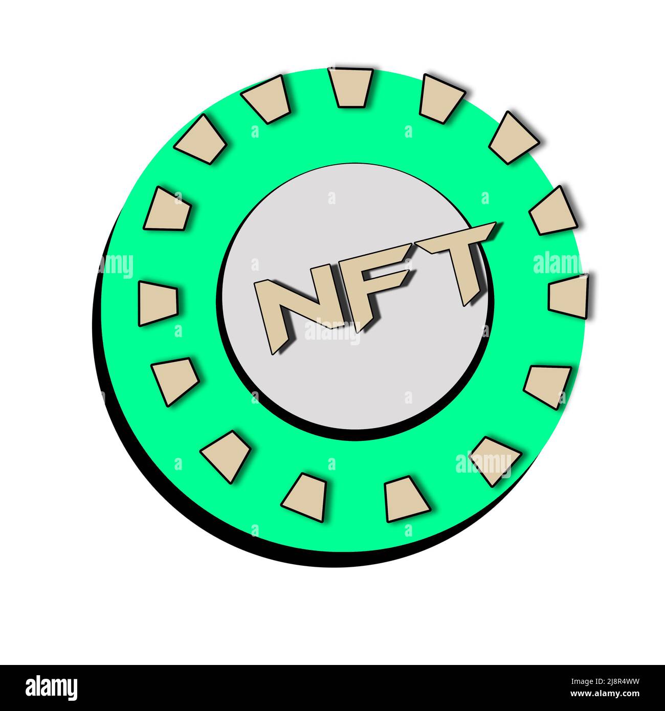 NFT non fungible token coin icon. High-tech technology texture Stock ...