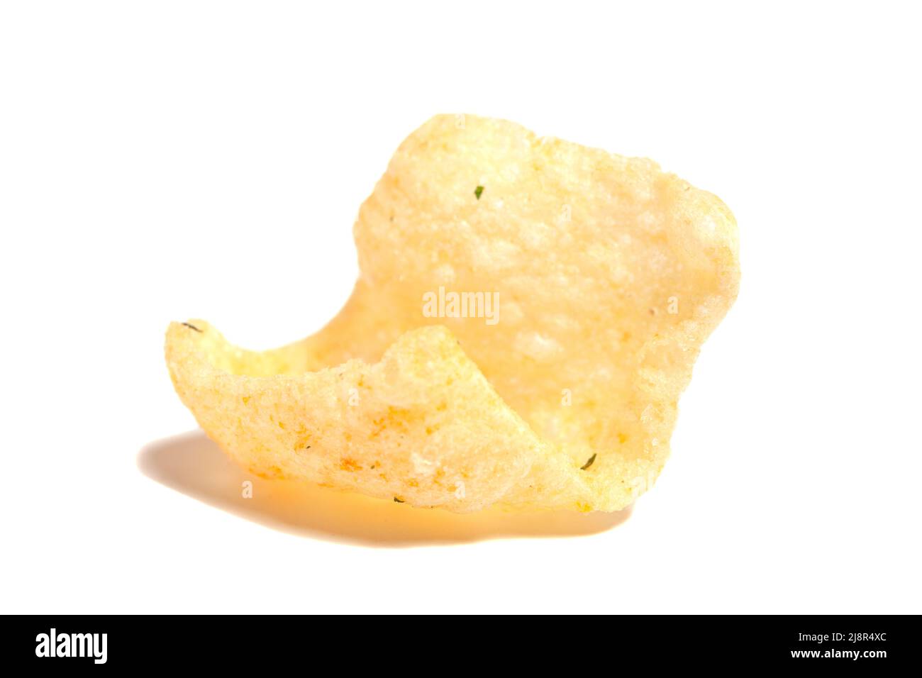 Single potato chip isolated on white background Stock Photo - Alamy