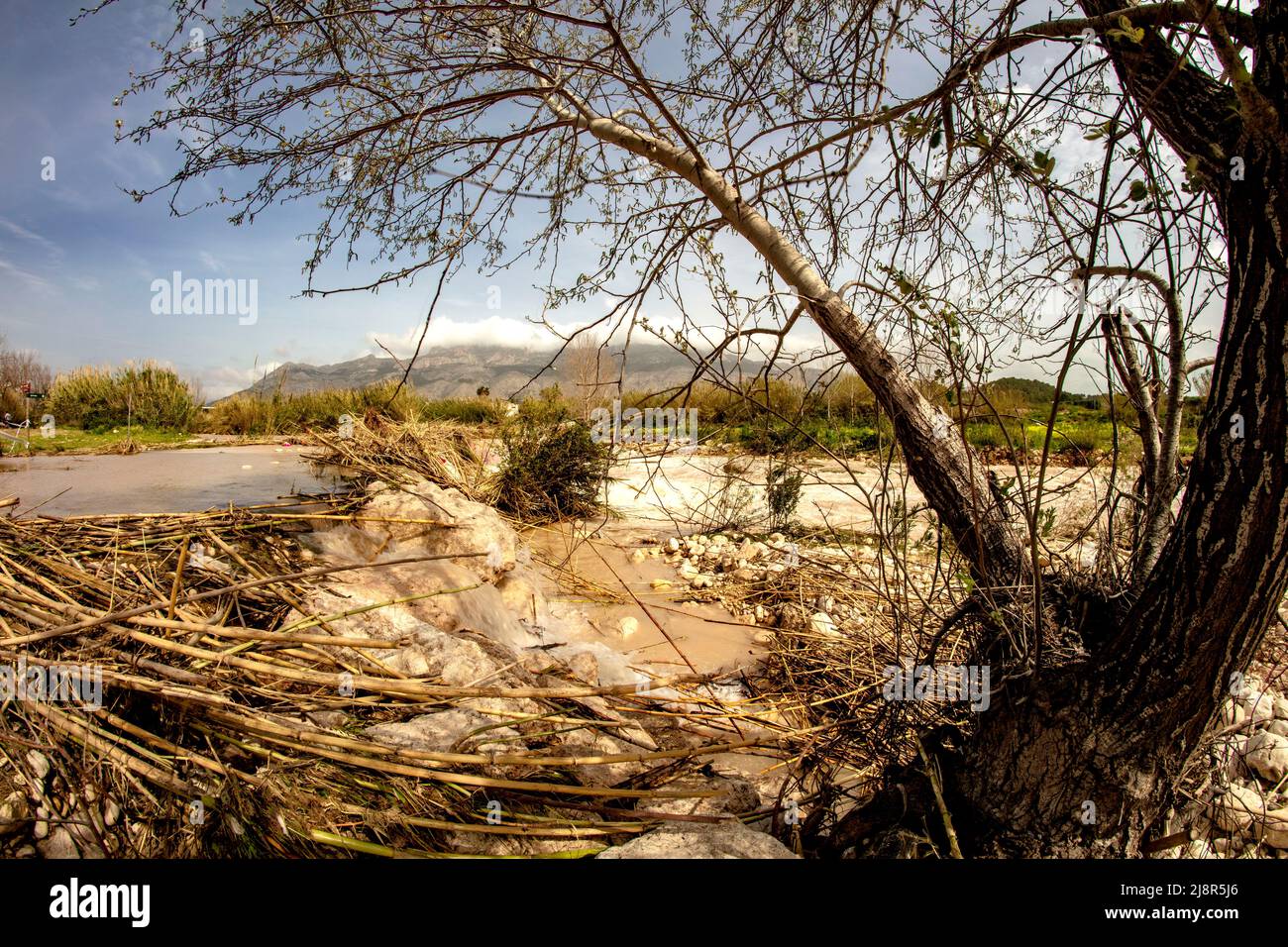 Flooding of the Algar river walk at Altea, Costa Brava. Mud and ...