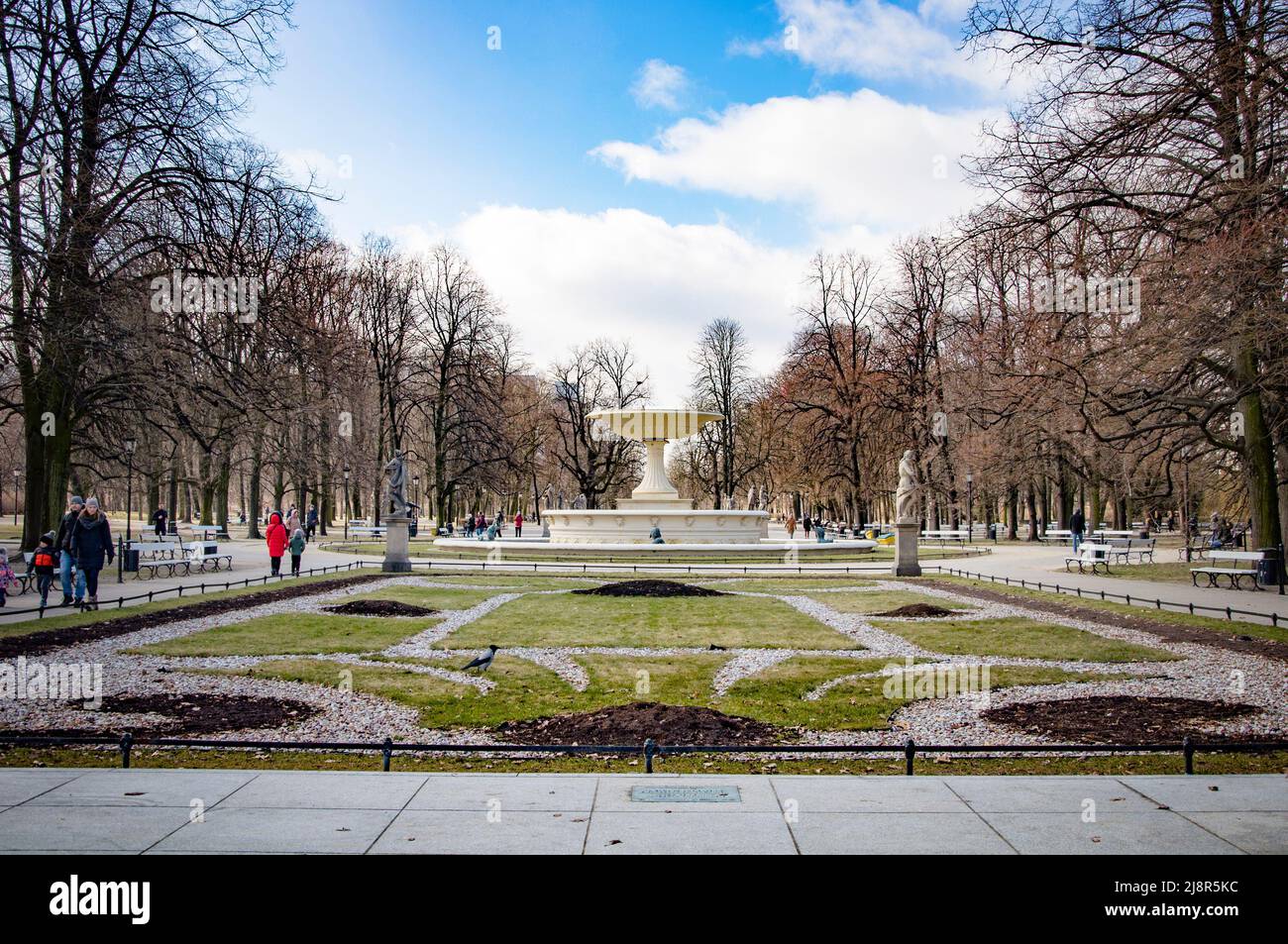 WARSAW, POLAND. MARCH 08. The alley next to the Victory monument at the ...