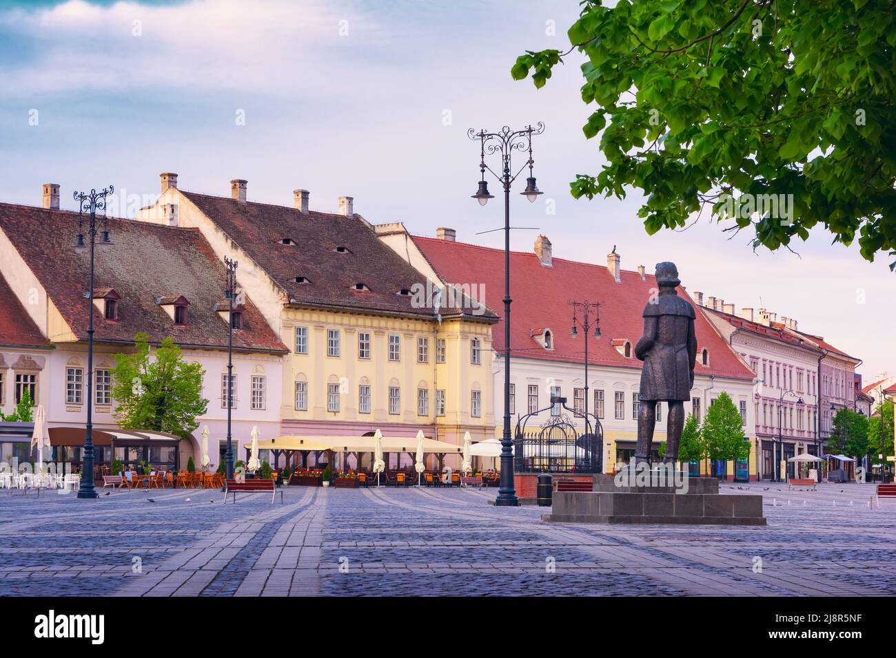 Cityscape with beautiful old buildings on Big Square (Piata Mare) in ...
