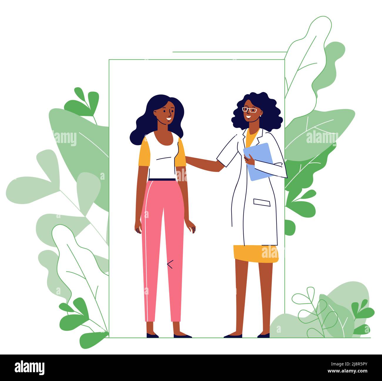 Practitioner african american ethnic doctor woman and young girl ...