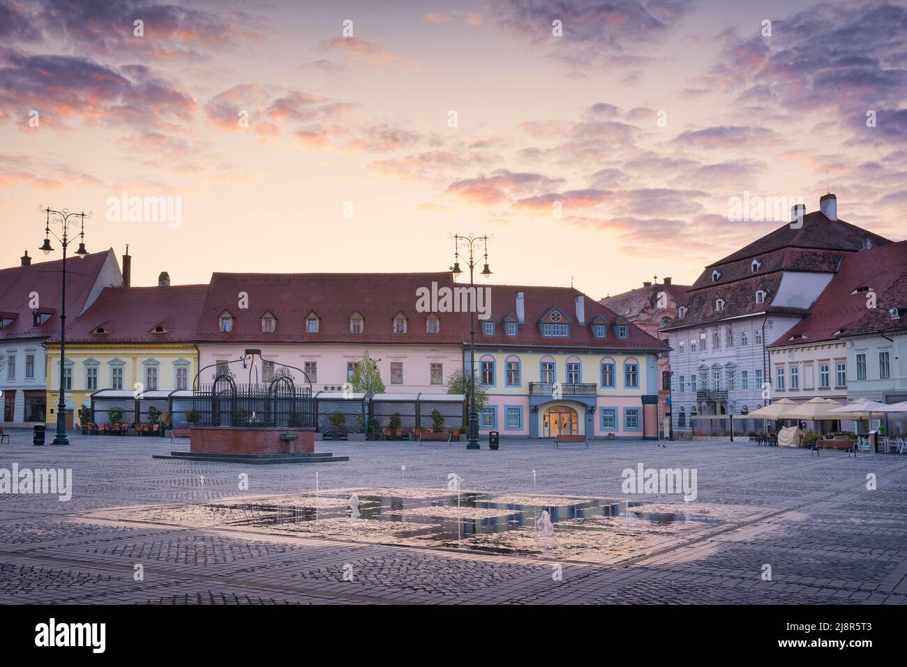 Cityscape with beautiful old buildings on Big Square (Piata Mare) in ...