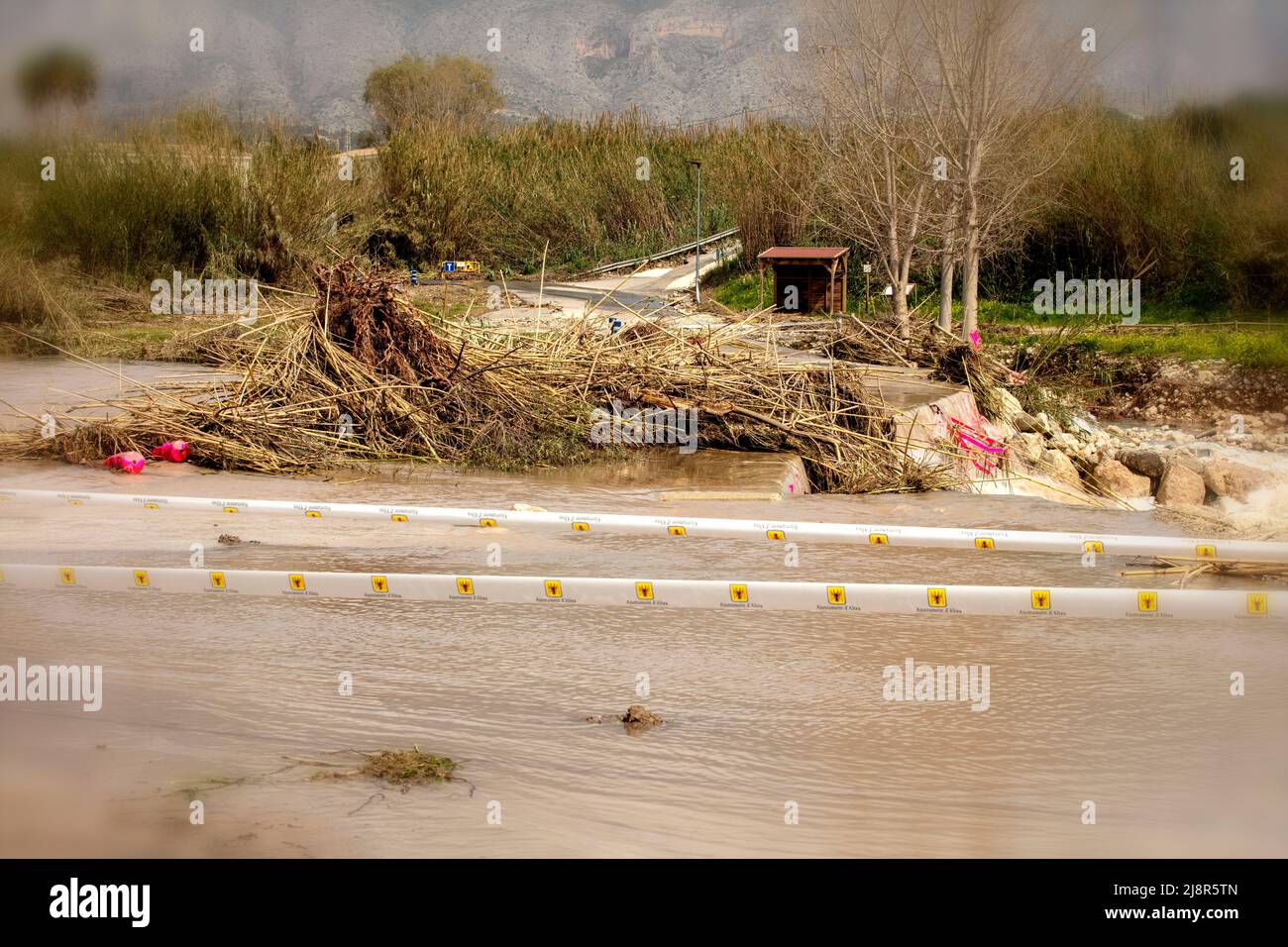 Flooding of the Algar river walk at Altea, Costa Brava. Mud and ...