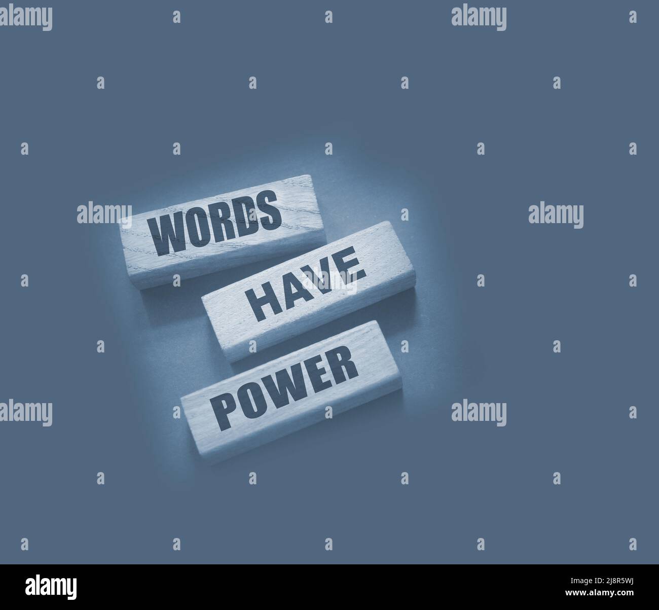 Words Have Power - text on wooden blocks on dark grey background ...
