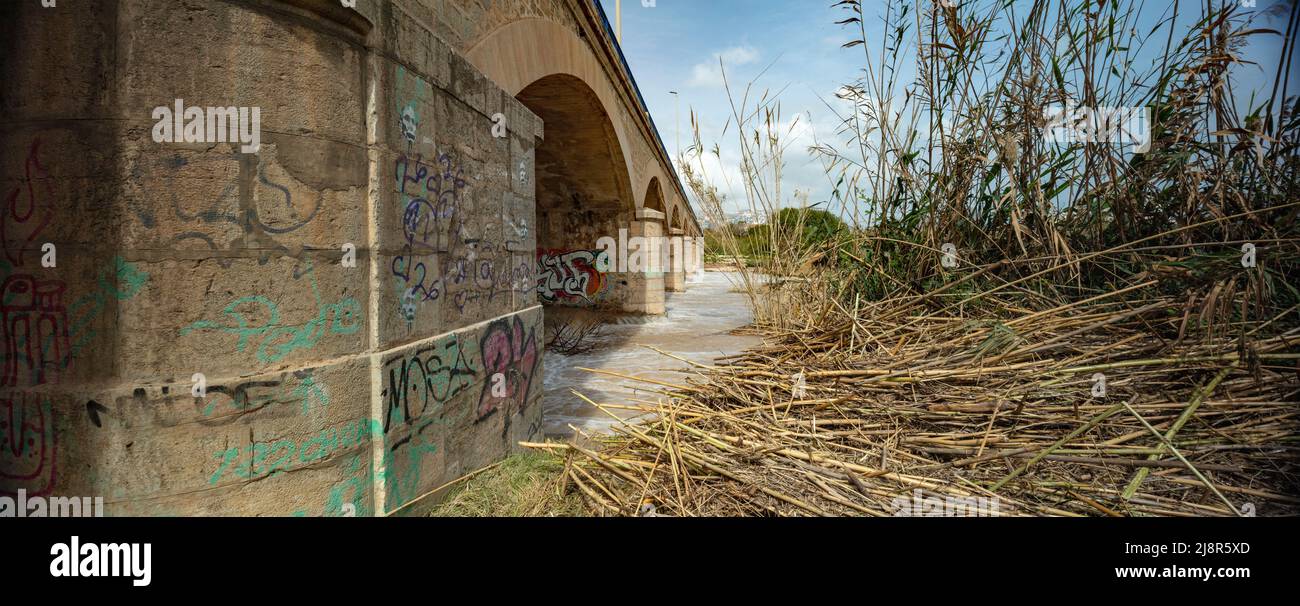 Flooding of the Algar river walk at Altea, Costa Brava. Mud and ...