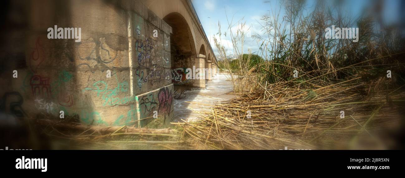 Flooding of the Algar river walk at Altea, Costa Brava. Mud and ...
