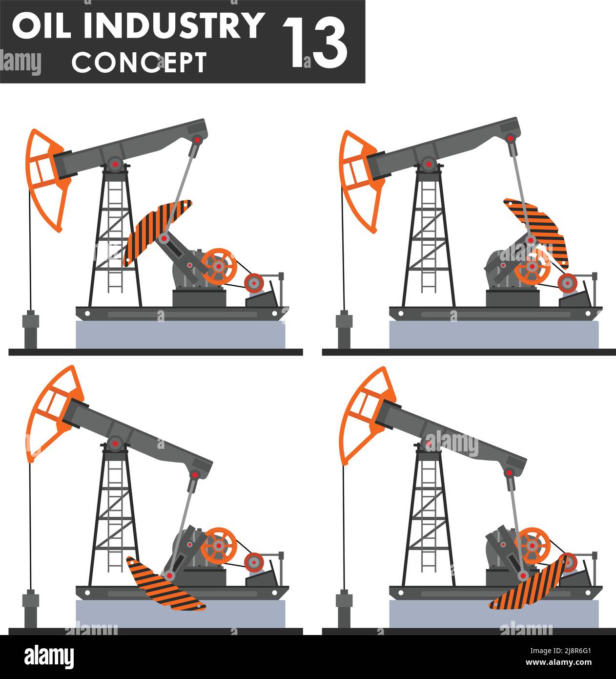 Detailed illustration of oil pumps isolated on white background in a ...