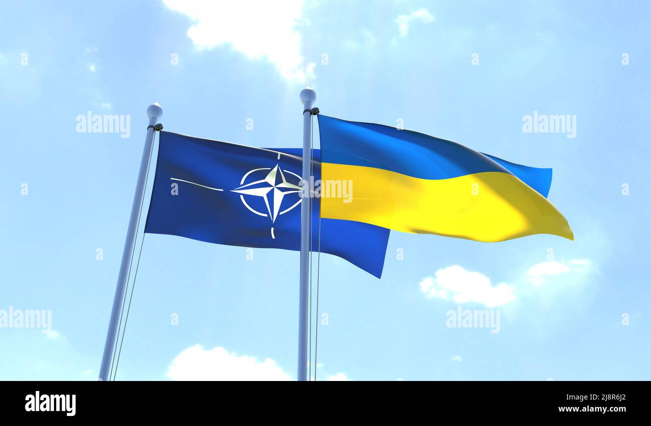 Ukraine russia flags combination waving hi-res stock photography and ...