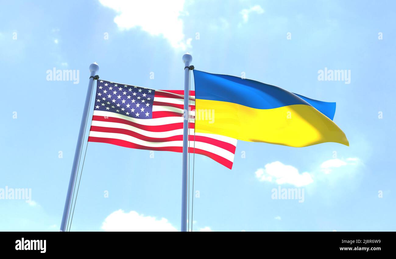 Usa ukraine flags flags waving hi-res stock photography and images - Alamy
