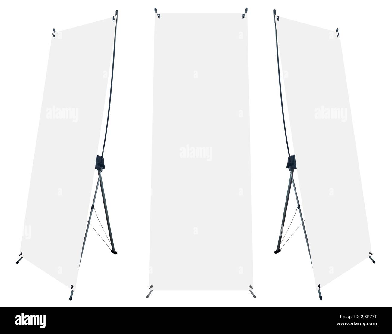 Empty standing banner displays isolated over white background Stock ...
