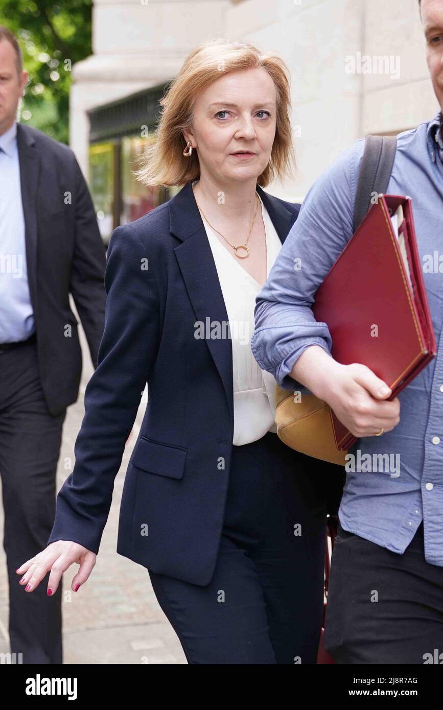 Foreign Secretary Liz Truss leaving Millbank Studios in London. Picture ...