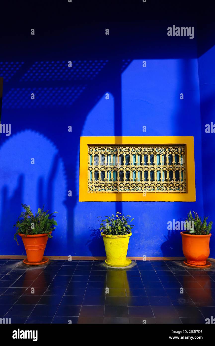 Blue Villa House in Majorelle Garden in Marrakech City, Morocco Stock ...
