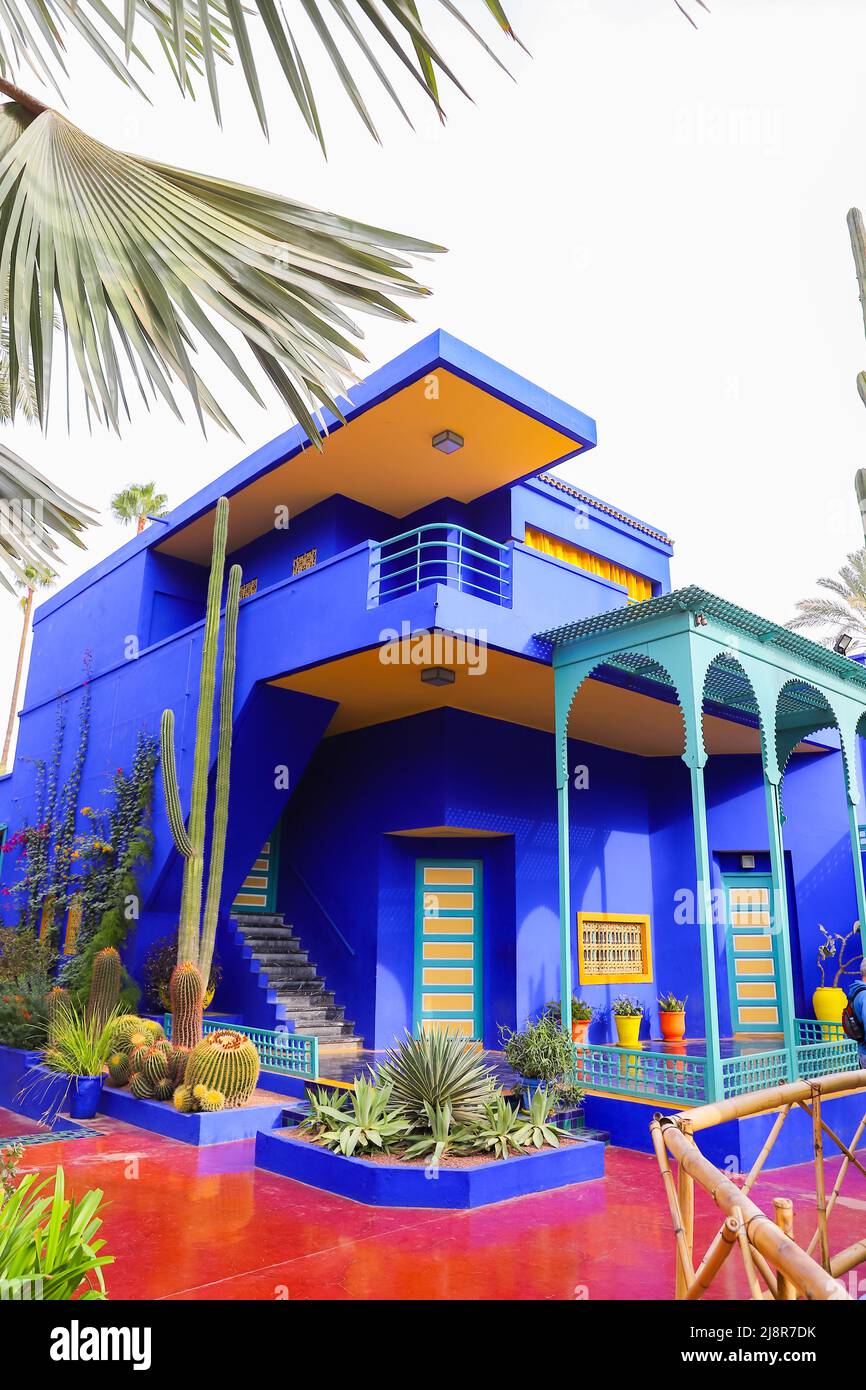 Blue Villa House in Majorelle Garden in Marrakech City, Morocco Stock ...