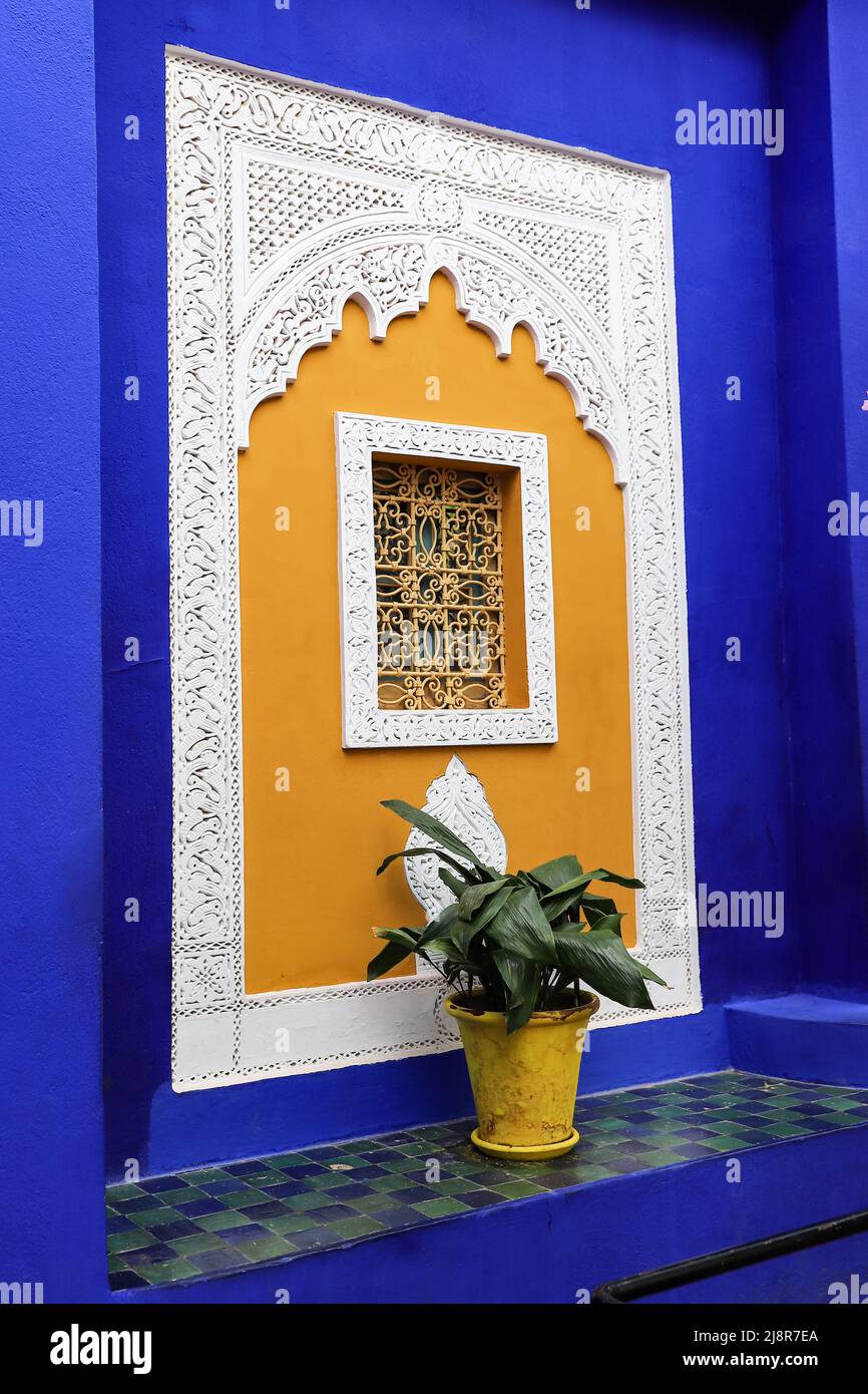 Blue Villa House in Majorelle Garden in Marrakech City, Morocco Stock ...