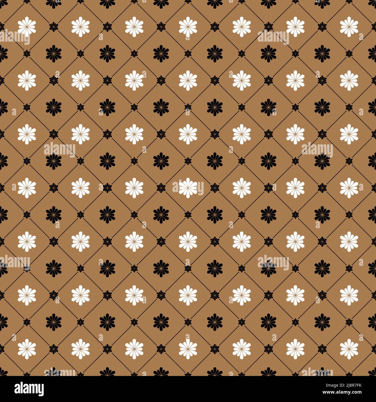 Cell, grid with diagonal lines and flowers seamless background, pattern ...