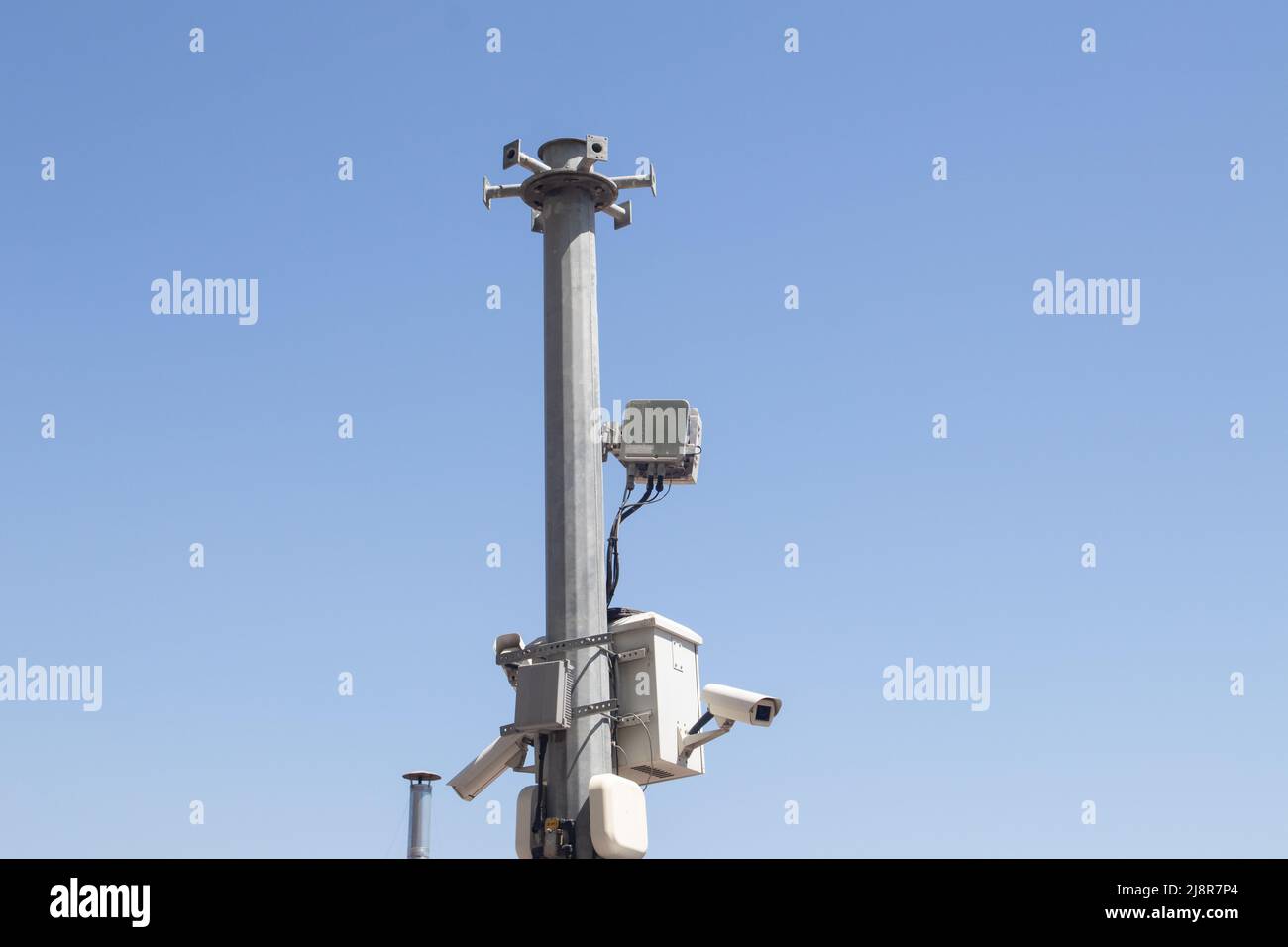 Outdoor surveillance cameras. Security cameras on a pole Stock Photo ...