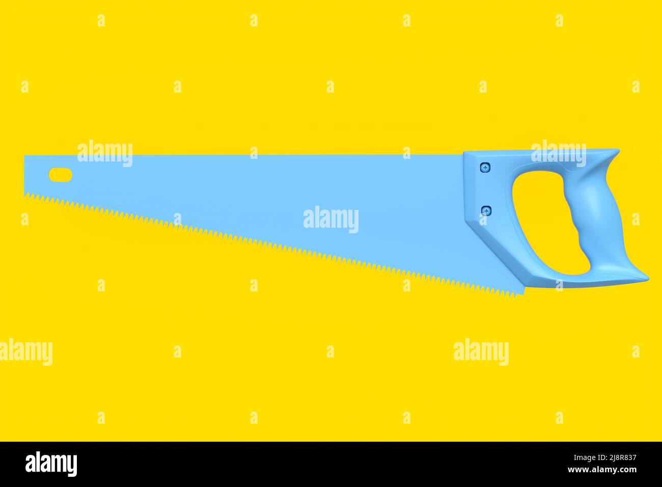 Hand saw with hardened teeth isolated on yellow monochrome background ...
