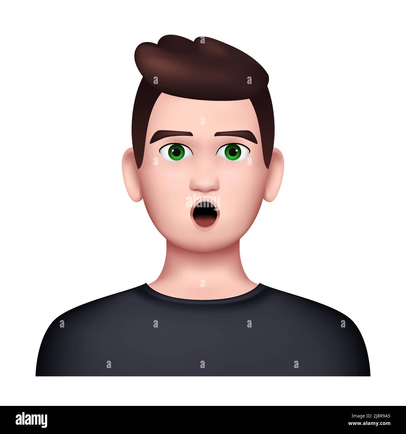 Graphic 3D Avatar. Male Face with Emotional Expression. Vector ...