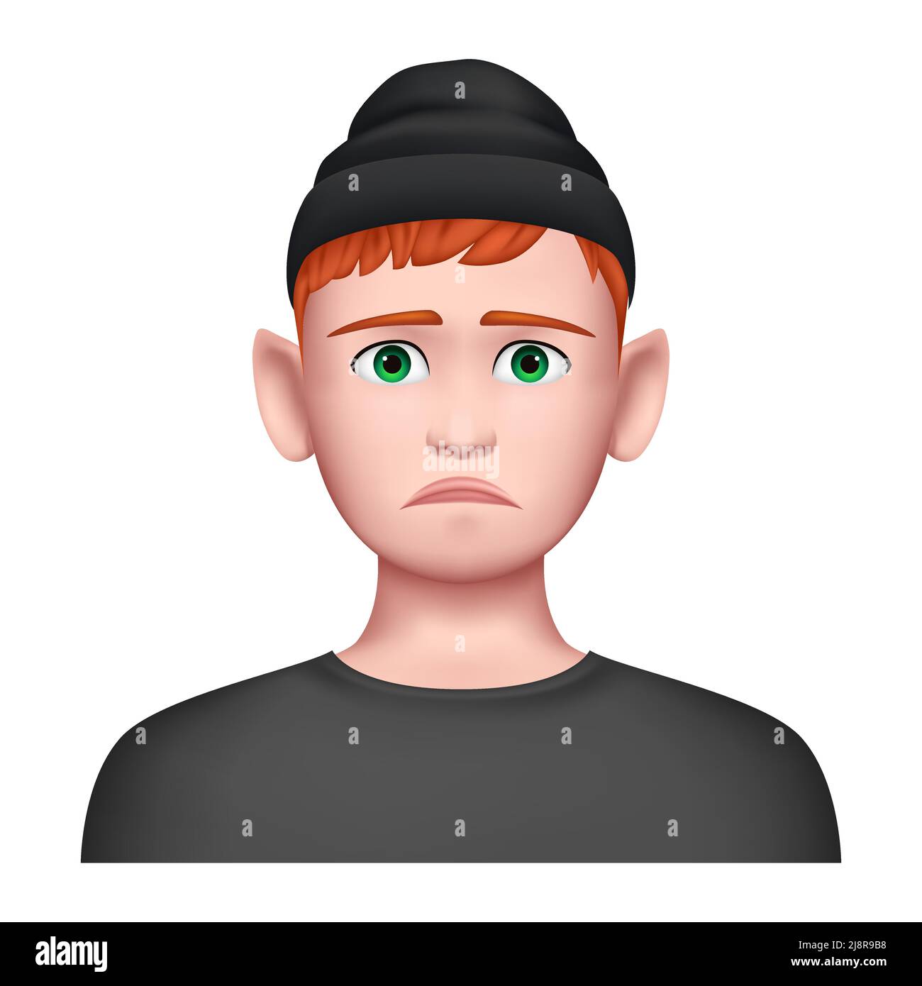 Sad Boy in Hat. Creative 3D Avatar. Vector illustration Stock Vector ...