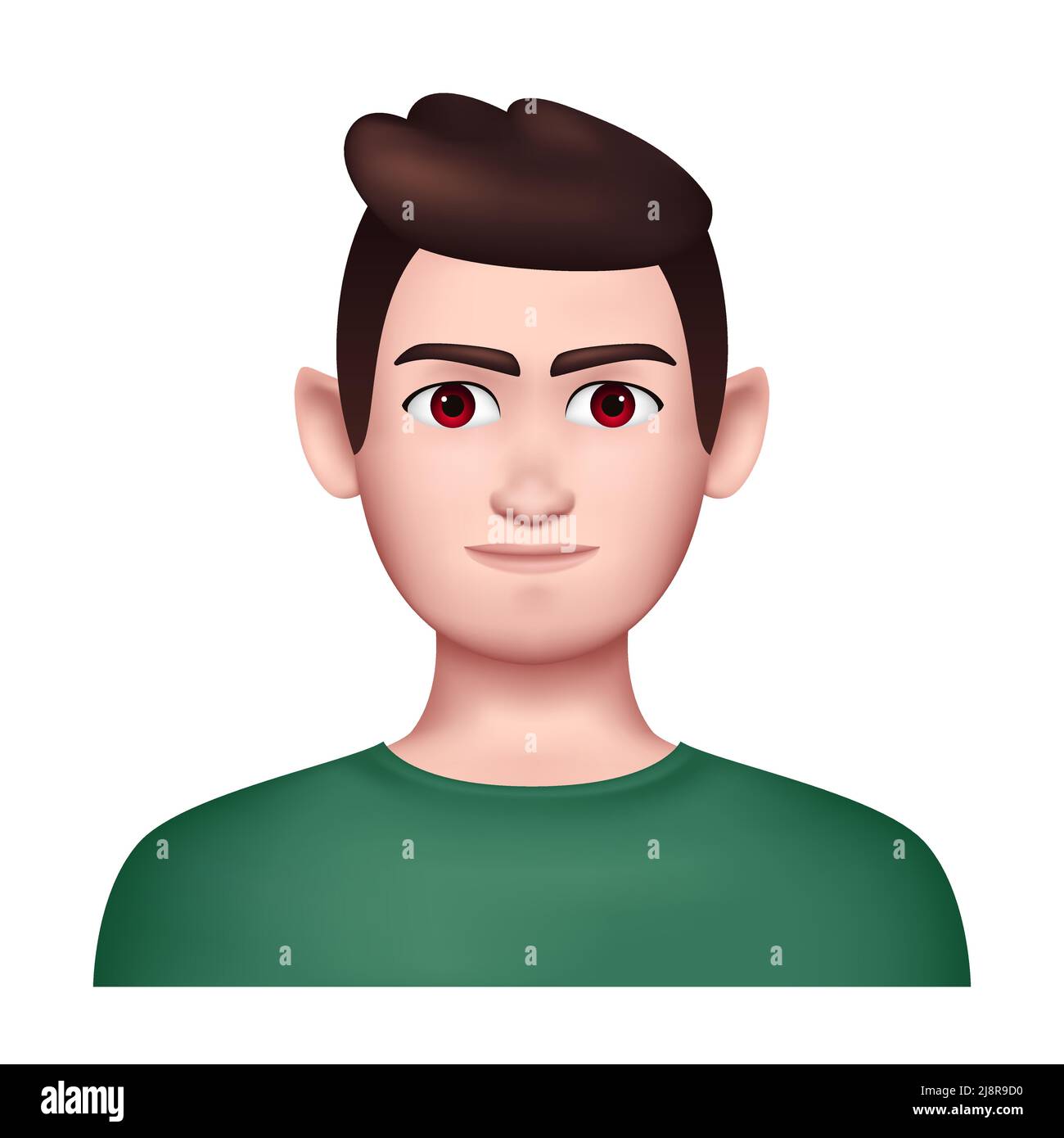 Simple 3D Avatar. Man in Green T-Shirt on White Background. Vector ...