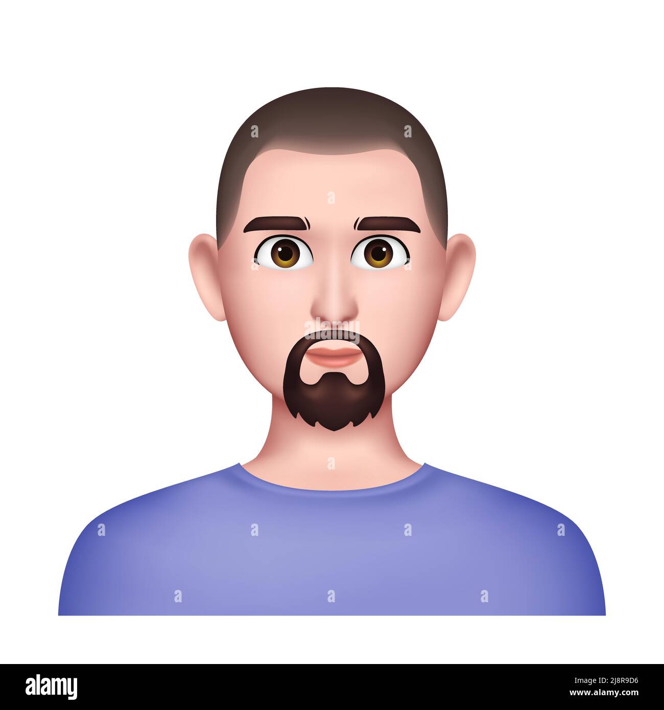 Graphic 3D Portrait. Man with Beard. Face Avatar. Vector illustration ...