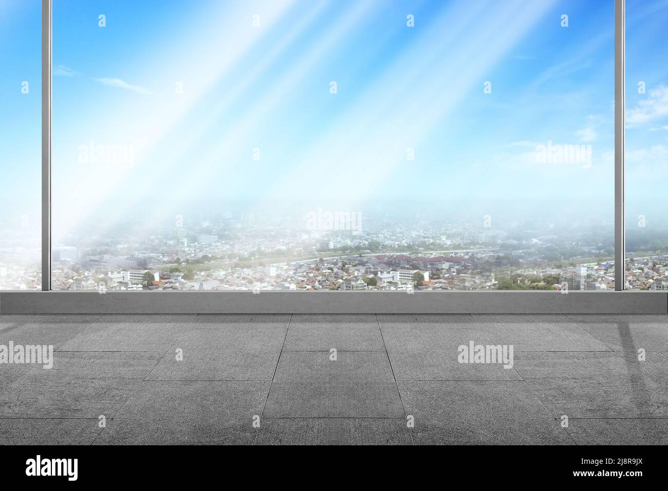 Office building with window glass and view of modern cityscapes ...