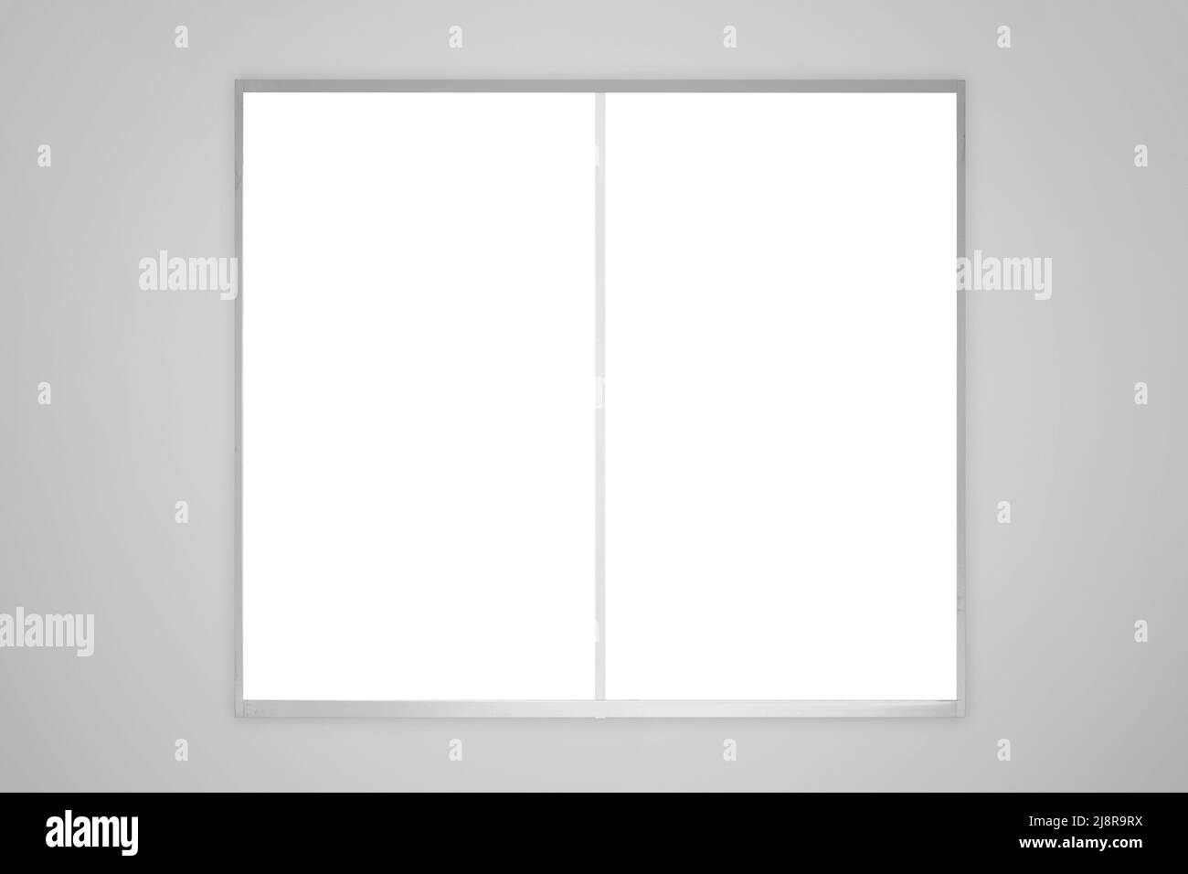 Empty room with window glass with a black wall background Stock Photo ...