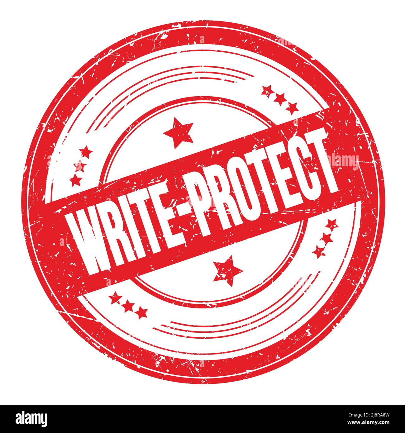 WRITE-PROTECT text on red round grungy texture stamp Stock Photo - Alamy