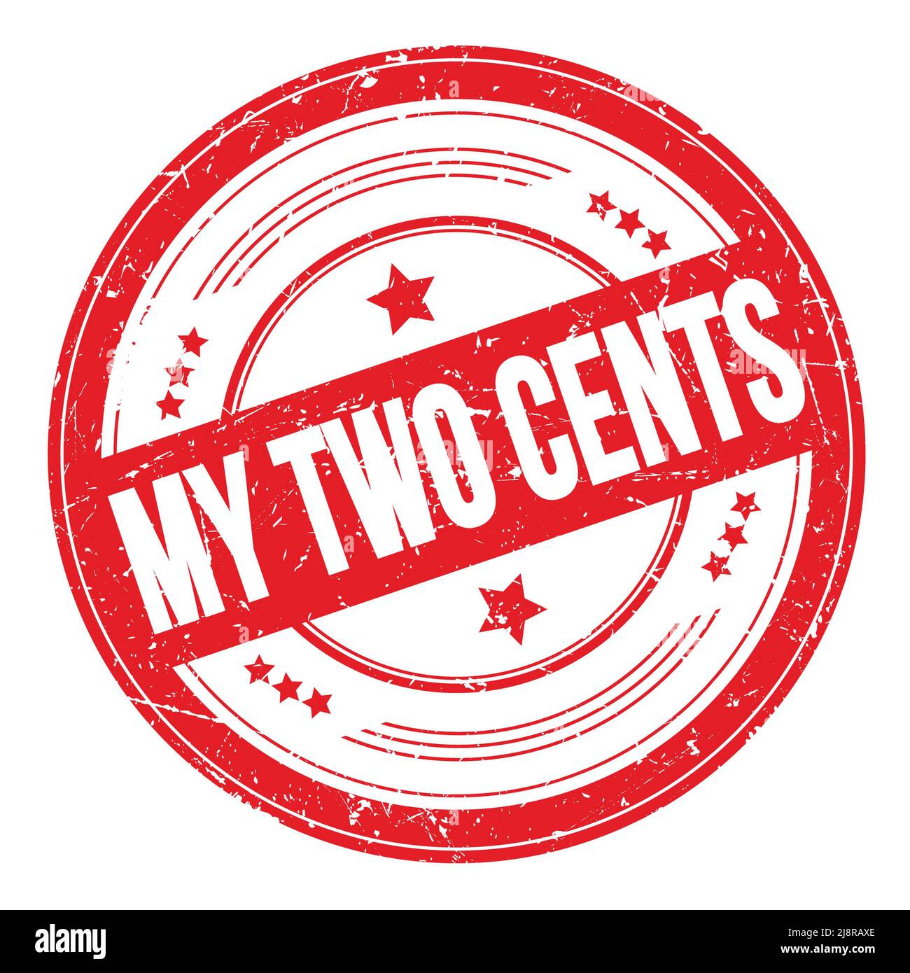 MY TWO CENTS text on red round grungy texture stamp Stock Photo - Alamy