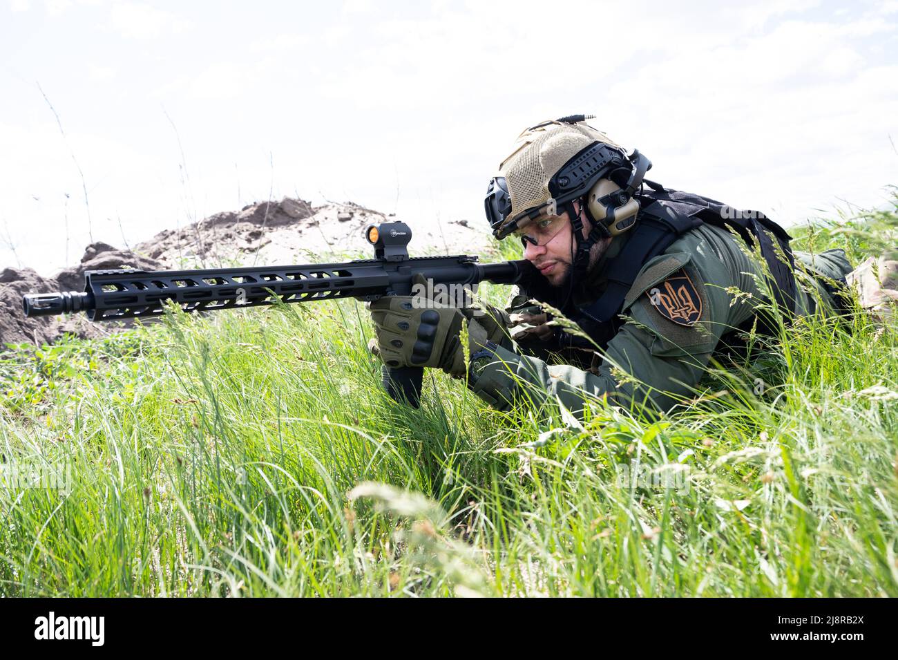 Civilian volunteer training to enter the Ukrainian army. (Photo by ...