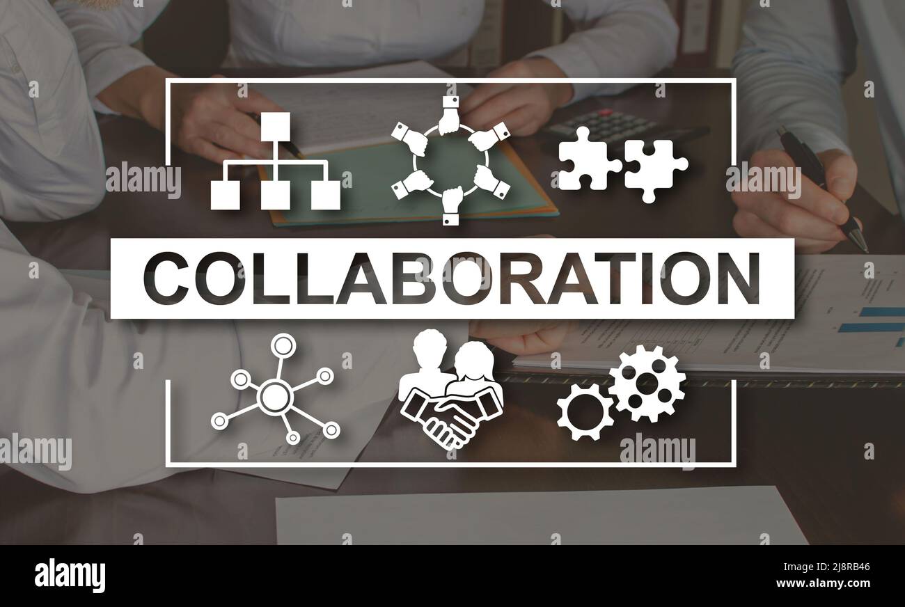 Collaboration concept illustrated by a picture on background Stock ...