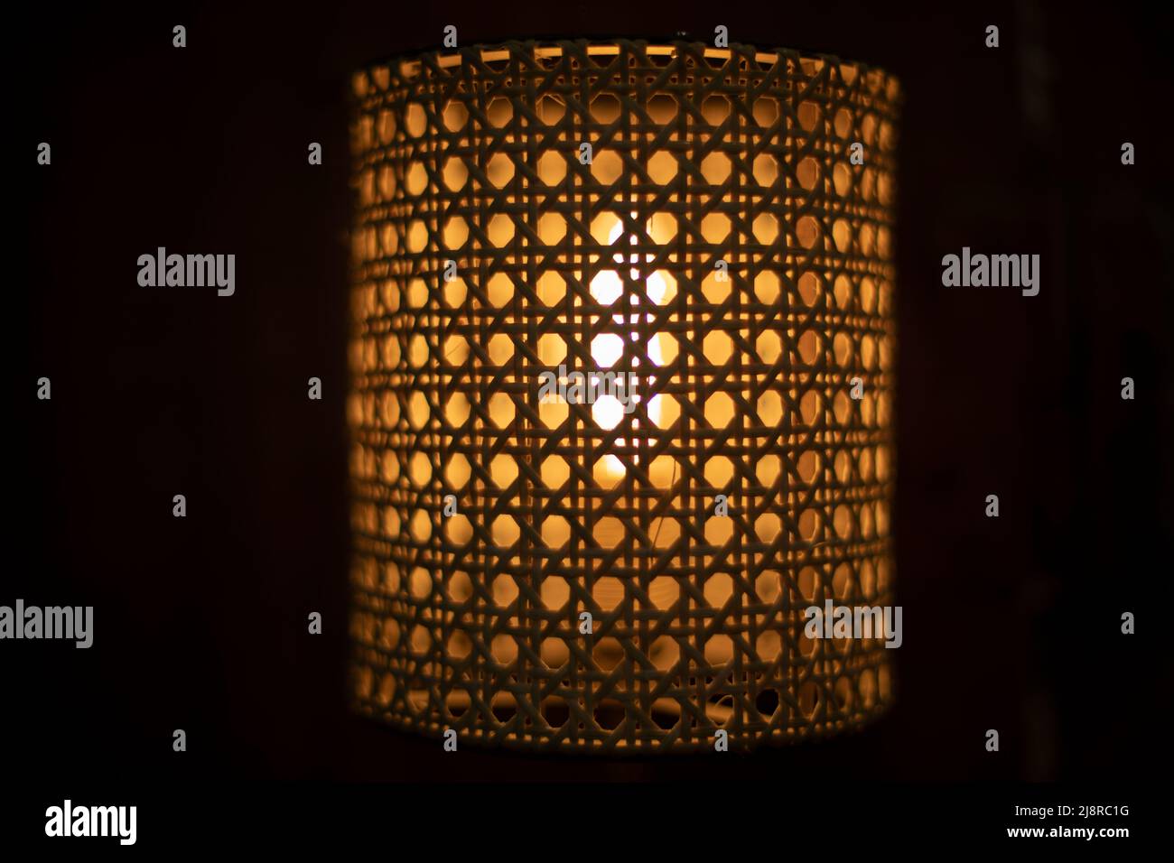 Lamp made of wood. Light through grid. Design of lighting equipment ...
