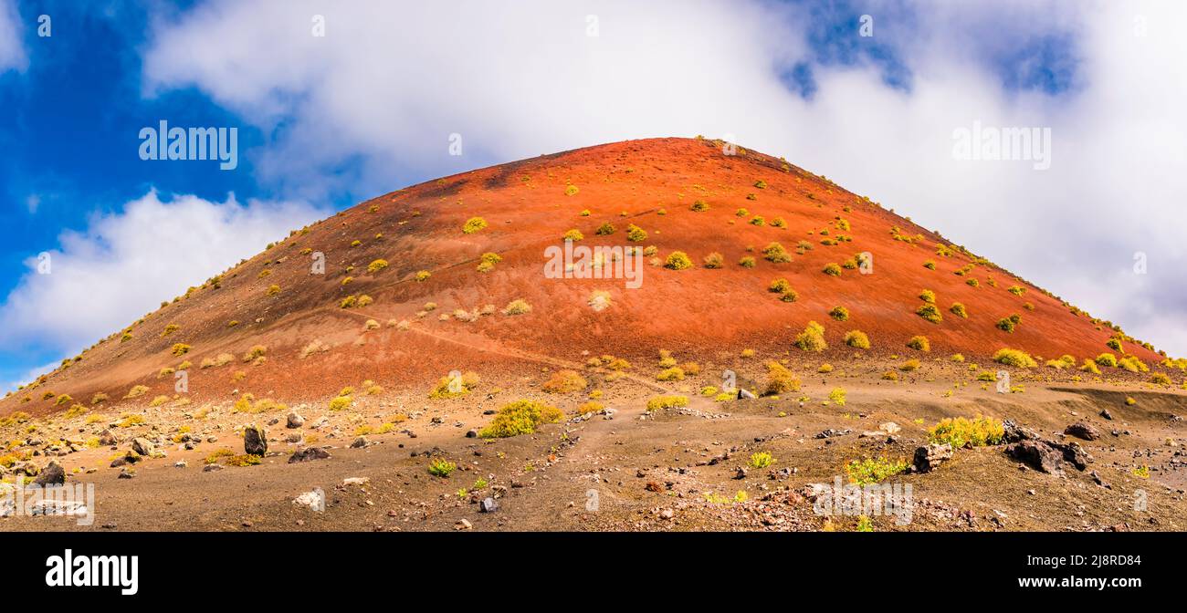 Panorama of Montana Colorada, Los Volcanes Natural Park, Lanzarote ...