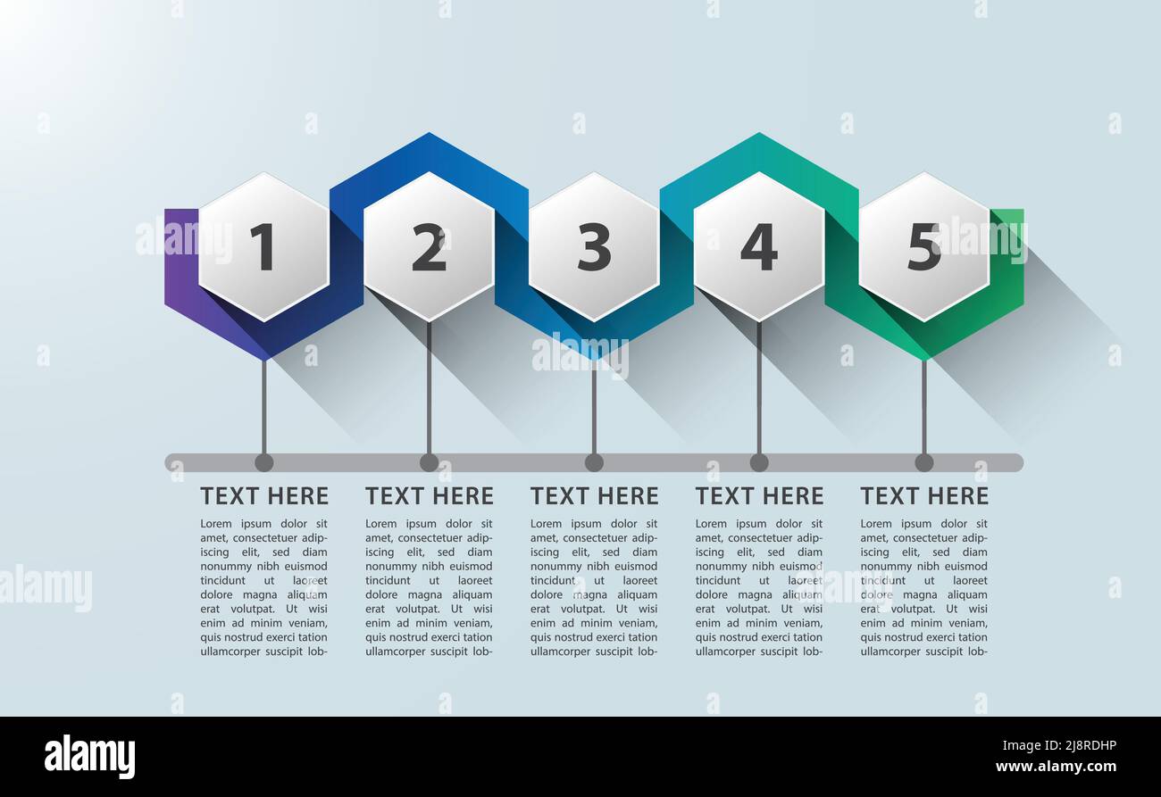 Infographic five (5) step process hexagonal design Stock Vector Image & Art - Alamy