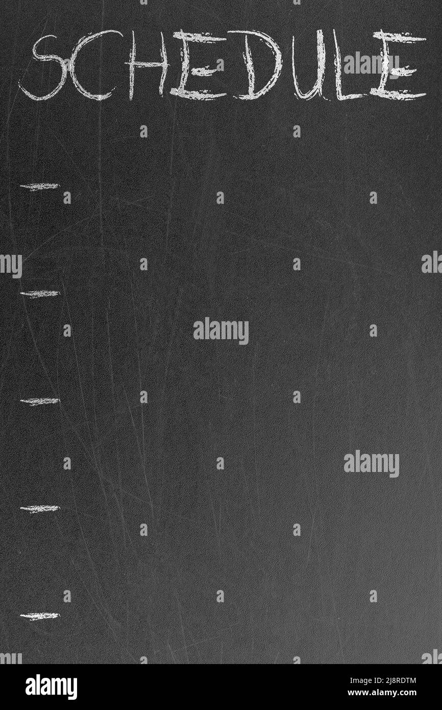 Vertical schedule blackboard template with mocks for list. Banners and ...