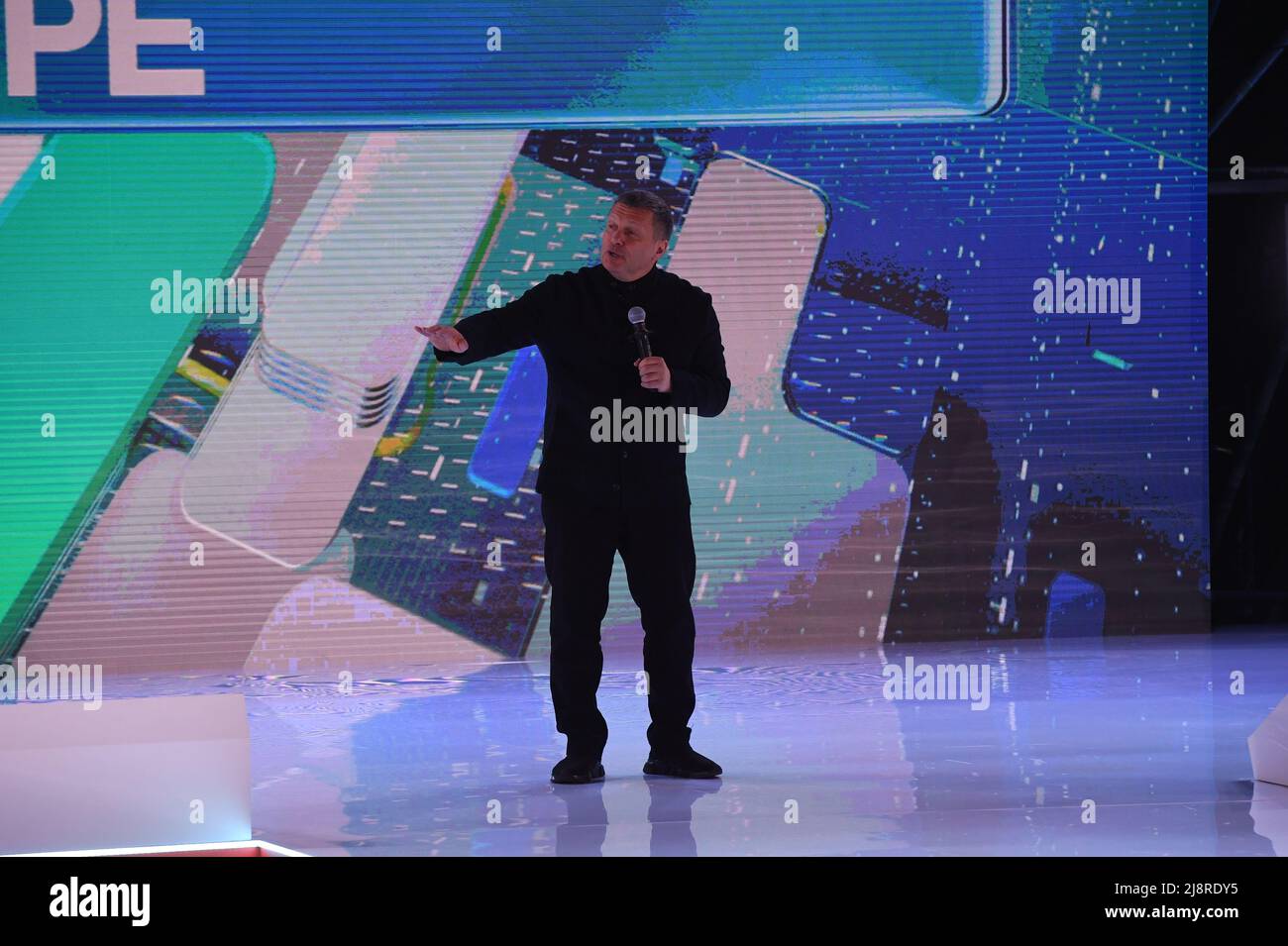 Moscow. The journalist, the TV and radio host Vladimir Solovyov acts on ...