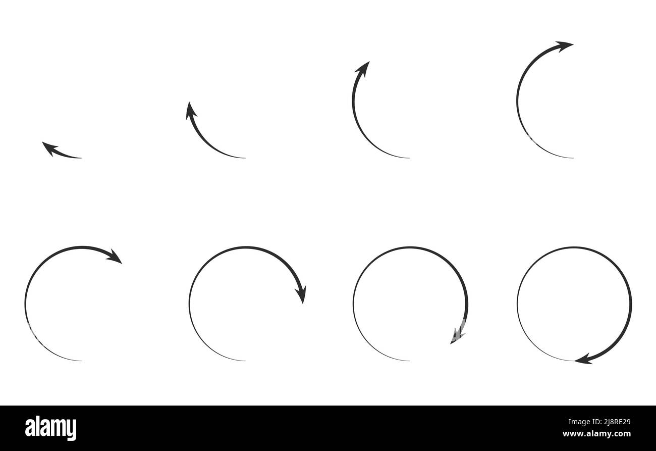 Rotating arrows icon creating rotation of 45 degree to 360 degree Stock Vector Image & Art - Alamy